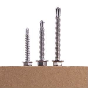 #14 x 1" Hex Washer Head Self Drilling Screws, 410 Stainless Steel, Hexagon Head Self Drilling Screws with Flange Washer Collar, 30 PCS
