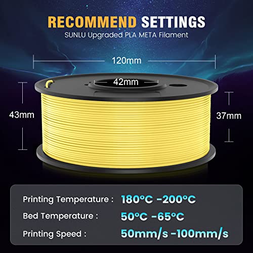 【PLA-Meta & PLA Plus】SUNLU 3D Printer Filament PLA-Meta 1.75mm, Dimensional Accuracy +/- 0.02 mm, 250G*8 Rolls, Black+White+Grey+Blue+Green+Red+Yellow+Pink & PLA+ 1KG, Orange