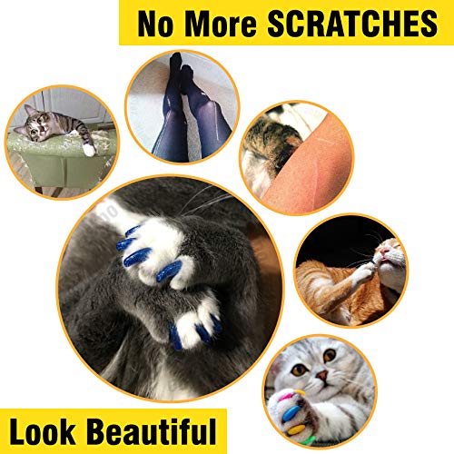 12 Colors / 120 pcs Cat Claw Covers | Cats Nail Caps with Adhesives and Applicators (M)