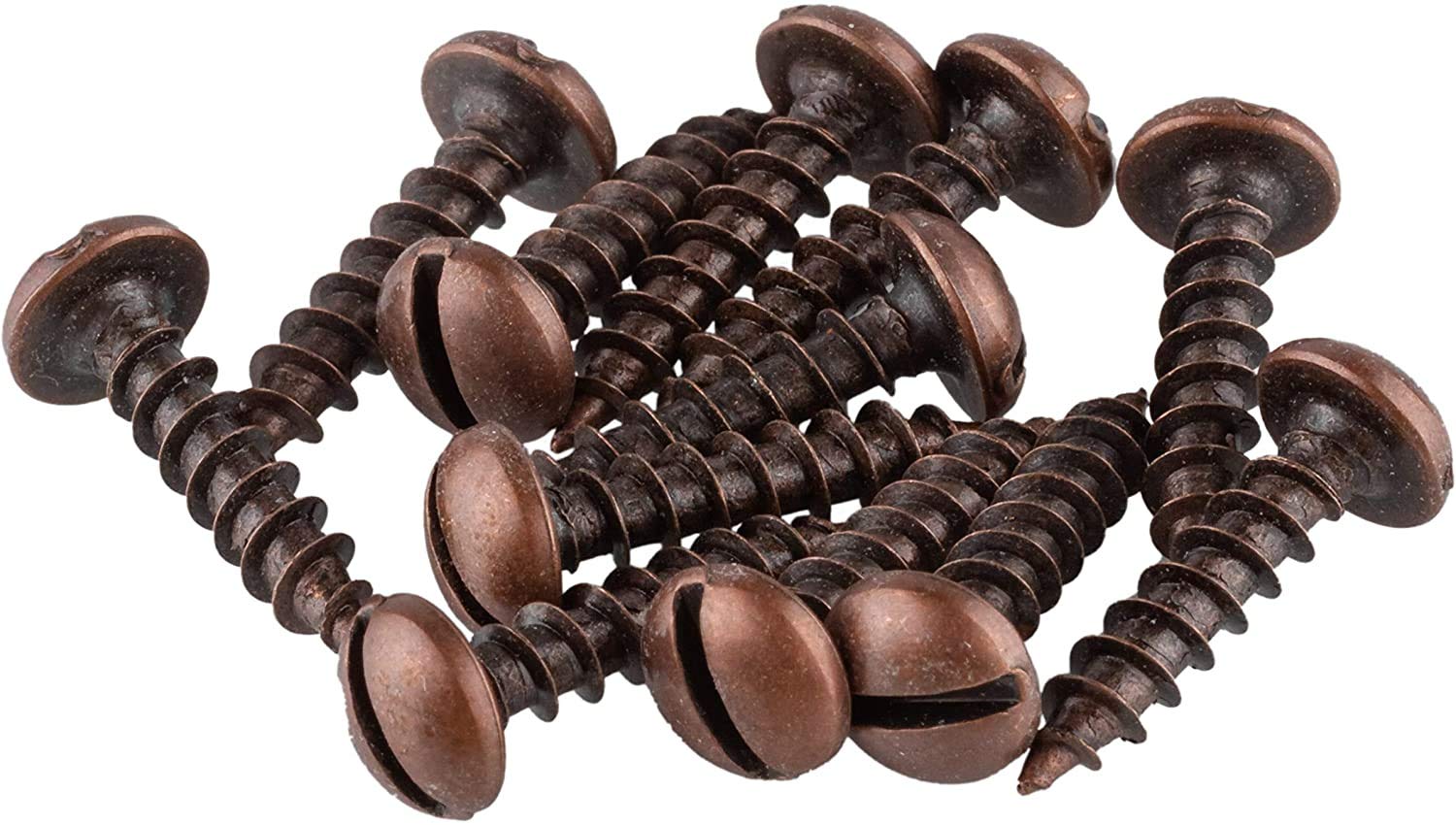 #6 x 5/8" Antique Copper Round Head Slott Drive Wood Screws - Pack of 100 - Self Tapping Screws for Wood - RH9-SACQ