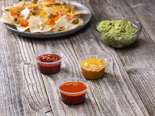 {2 oz - 200 Cups} Clear Diposable Plastic Portion Cups No Lids, Small Mini Containers For Portion Controll, Jello Shots, Meal Prep, Sauce Cups, Slime, Condiments, Medicine, Dressings, Crafts, Disposable Souffle Cups & Much more