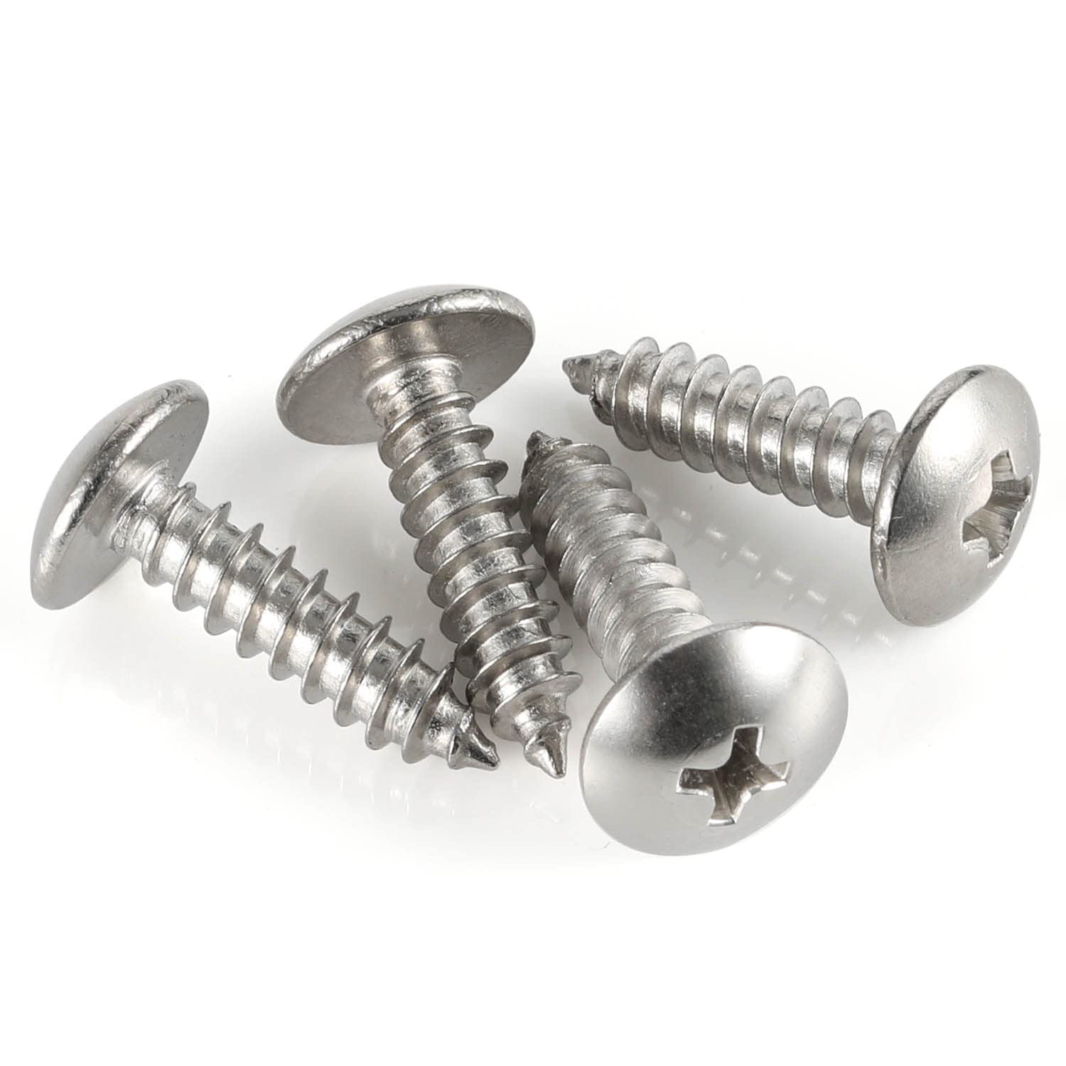 #10 x 1 Truss Head Sheet Metal Screws Wood Screws, 304 Stainless Steel 18-8, Self Tapping, 100 PCS