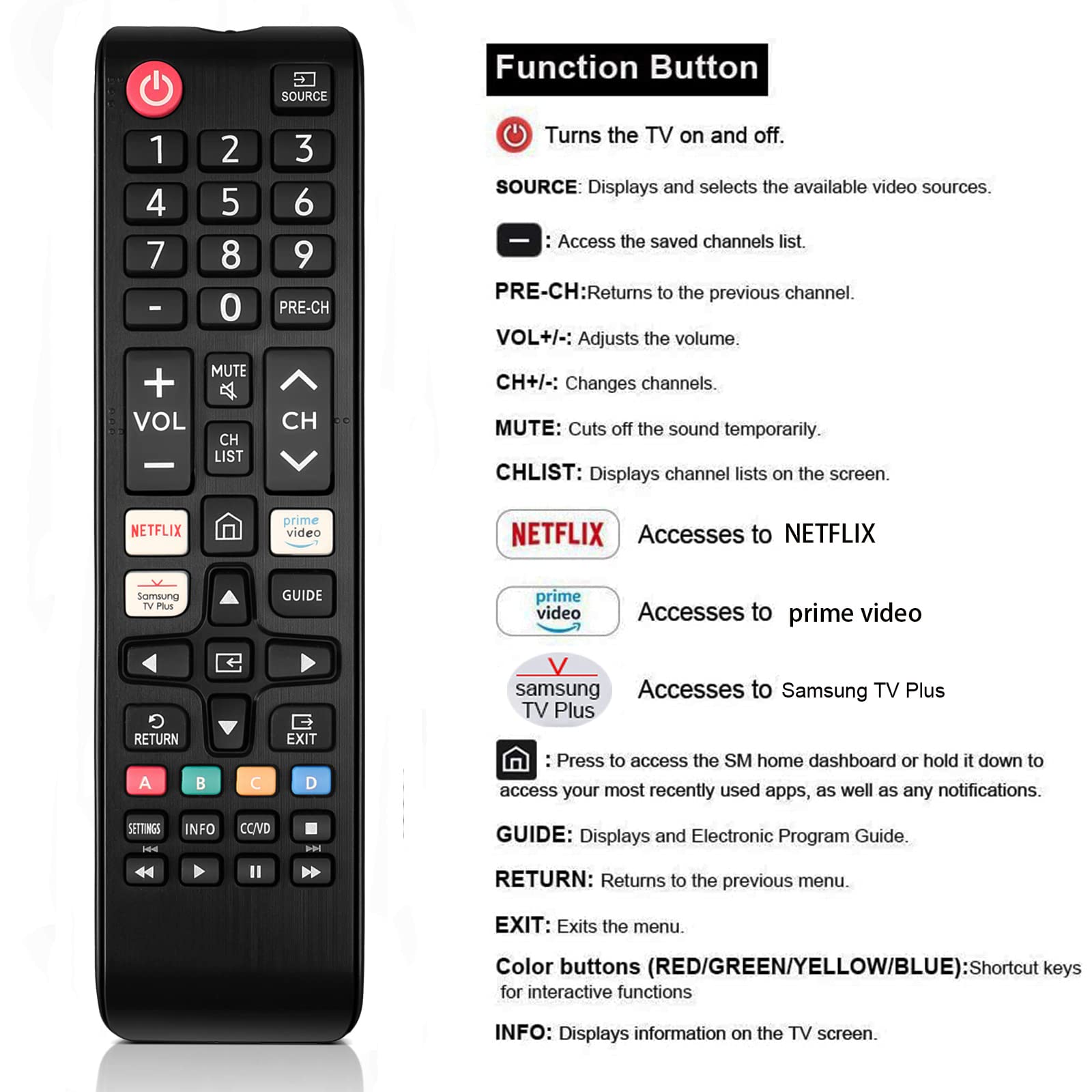 【Pack of 2】 New Universal Remote for All Samsung TV Remote, Replacement Compatible for All Samsung Smart TV, LED, LCD, HDTV, 3D, Series TV