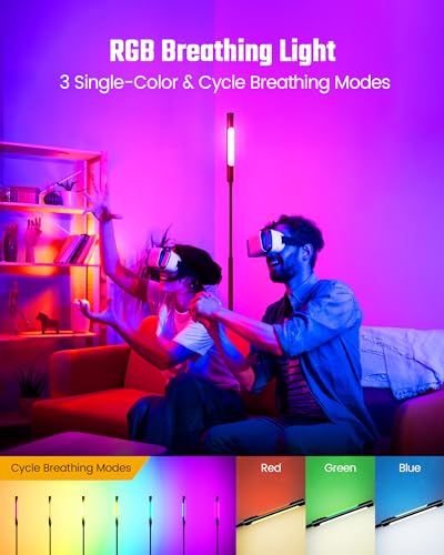 【Upgrade】SUPERDANNY Double Side LED Floor Lamp, RGB & Dimmable Bright Task Light with 6500K-3000K-4000K Color Temps, Adjustable Gooseneck, Standing Office Lamp for Reading, Living Room, Bedroom, Home