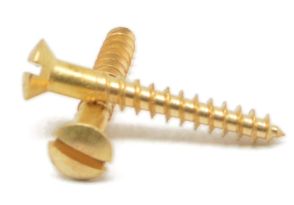 #4 x 1" Wood Screw Slotted Oval Head Brass Pk 50