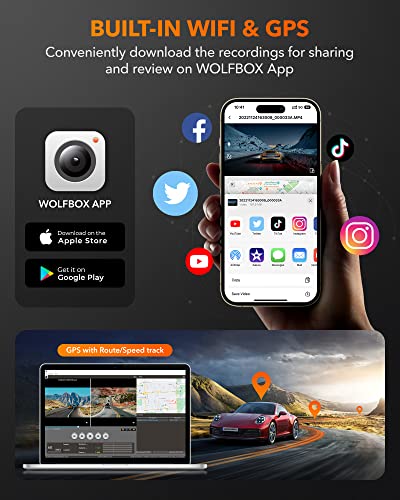 【WOLFBOX i05 Dash Cam + Type-C Hardwire Kit】 i05 Dash Cam with Type-C Hardwire Kit