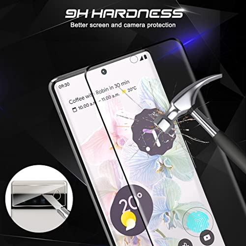【2+2 Pack】2 Pack for Google Pixel 7 Pro Screen Protector, 2 Pack Tempered Glass Screen Protector, 2 Pack Tempered Glass Camera Lens Protector, Compatible Fingerprint, 3D Glass 9H Hardness Tempered Glass Screen Protector for Google Pixel 7 Pro 5g
