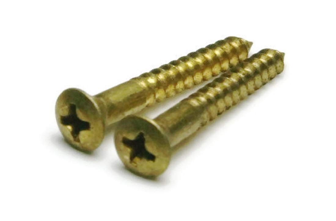 #10-13 Wood Screws - Phillips Oval Head Wood Screws - Brass #10-13 x 1 Qty 25