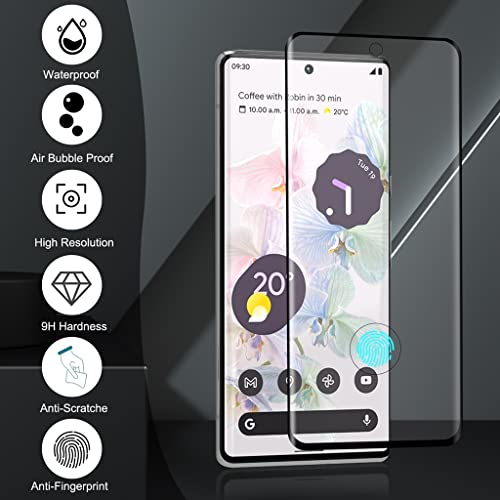 【2+2 Pack】2 Pack for Google Pixel 7 Pro Screen Protector, 2 Pack Tempered Glass Screen Protector, 2 Pack Tempered Glass Camera Lens Protector, Compatible Fingerprint, 3D Glass 9H Hardness Tempered Glass Screen Protector for Google Pixel 7 Pro 5g