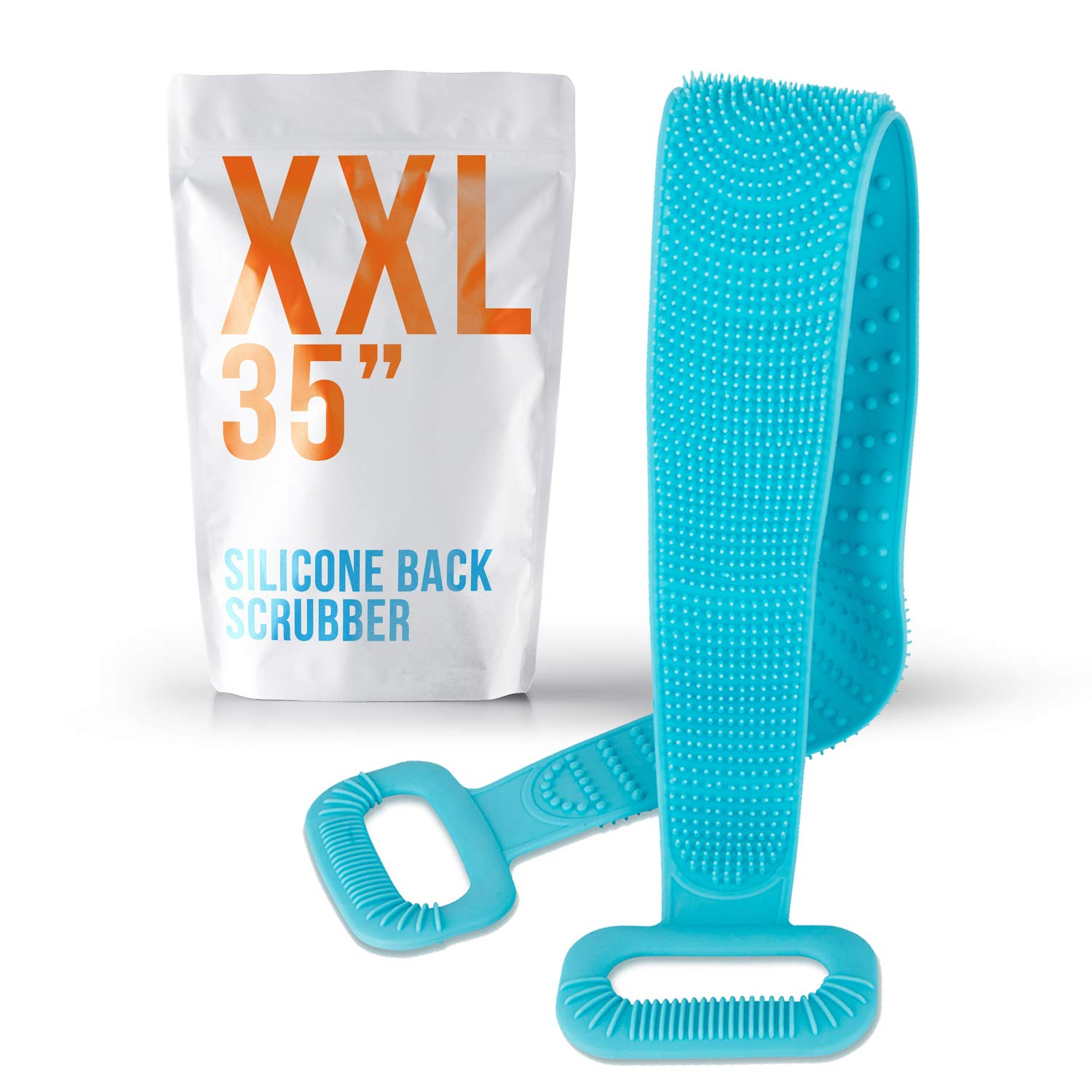 [XXL Length] Silicone Back Scrubber for Shower, 35" Extra Long Double Sided Bath Body Scrubber Brush, Deep Clean Exfoliating Improve Back Skin, Comfortable Massage for Men and Women