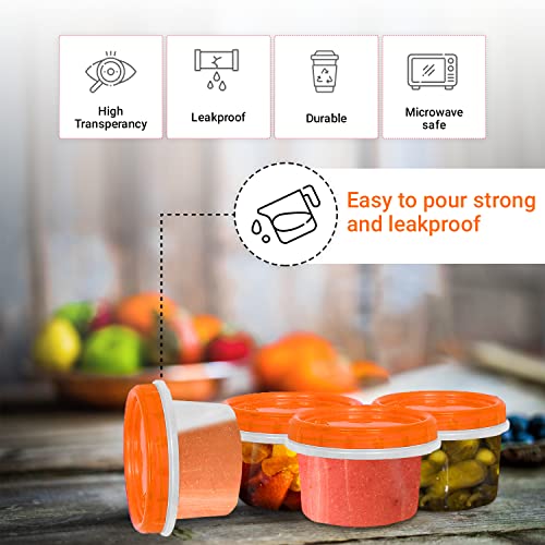 [Orange - 12 Pk] Airtight Deli Containers with Lids Twist Lock Top Clear Food Storage for Meal Prep Snacks and Leftovers Freezer and Microwave Safe Stackable Leak-Resistant and 12 Pc. Set (16 Ounce)