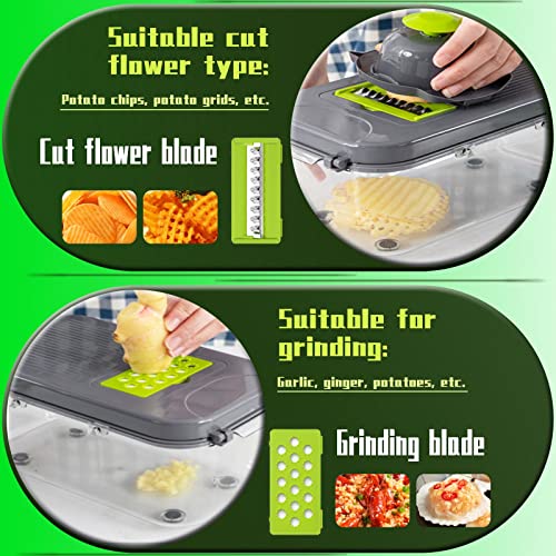 【Upgraded】 Vegetable Chopper, Onion Chopper, Mandolin Slicer,Pro 20 in 1professional food Choppermultifunctional Vegetable Chopper and Slicer, Dicing Machine, AdjustableVegetable Cutter With Container