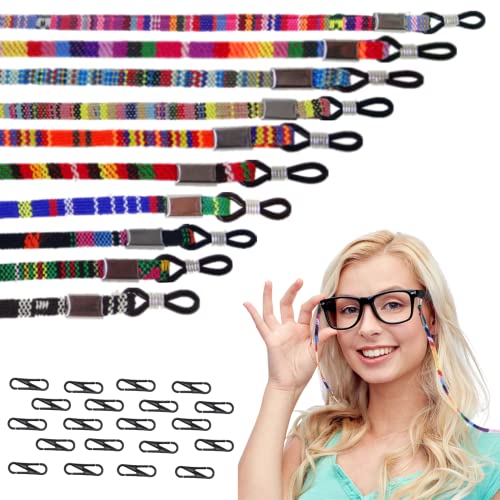 【10 Pieces】Glasses Strap Eyeglasses Holder, Eye Glasses String Strap, Anti-Slip Sunglasses Strap Chain with Hooks, Folk Style Glasses Lanyard Necklace Stylish Eyewear Retainer for Men Women (10pcs)