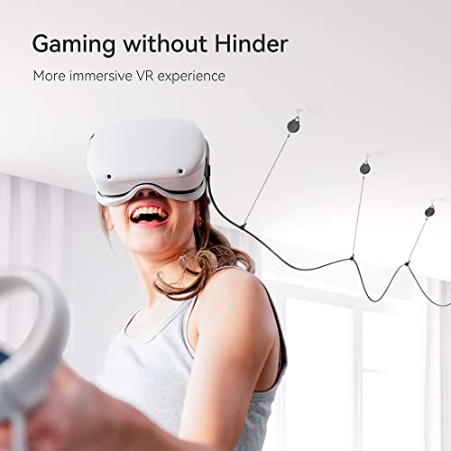 [Pro Version] KIWI design VR Cable Management, 6 Packs Pulley System fits Quest/Rift S/Valve Index/HTC Vive/Vive Pro/HP Reverb G2/PSVR/PS VR2 Accessories, Compatible with Quest 2 Link