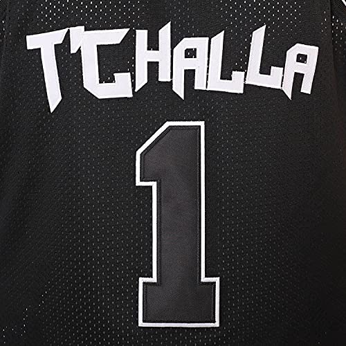#1 Black Wakanda T'Challa Movie Basketball Jersey Men Black (XX-Large, Black)