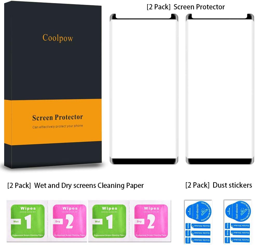【2-PACK】Coolpow Designed for Samsung Galaxy Note 9 Screen Protector, Case Friendly, Anti-Bubble, 3D Curved, Full Coverage, 9H Hardness, HD Clear, Note 9 Screen Protector Tempered Glass Cell phone Film