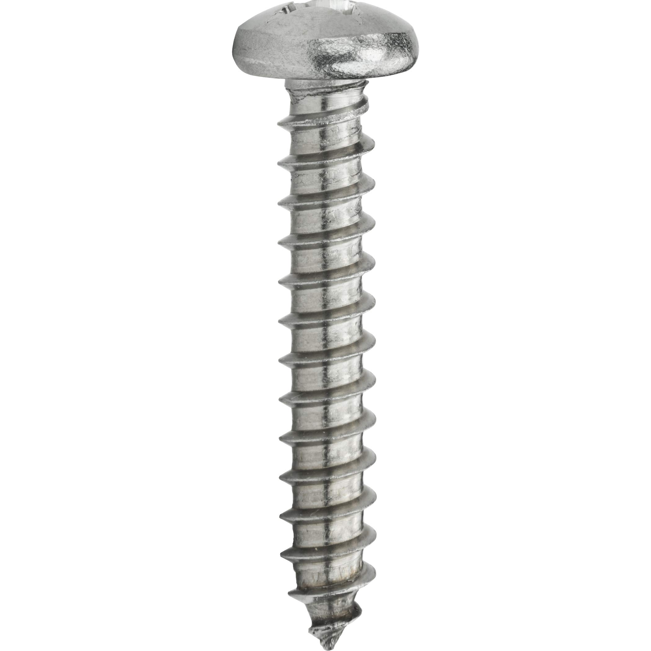 #2 x 5/16" Pan Head Sheet Metal Screws, Stainless Steel 18-8, Full Thread, Bright Finish, Self-Tapping, Quantity 100 by Fastenere