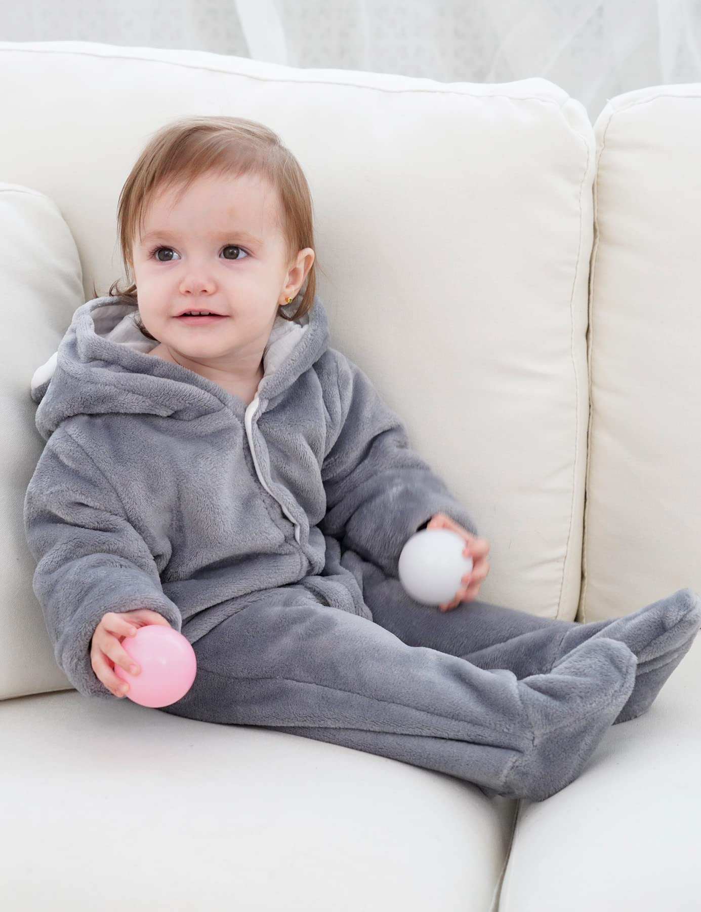 0-3 Months Snow Suit for Newborn Baby Snowsuits Rompers for Boys 1M 2M Gray Fleece Jumpsuits Hooded Romper Baby Boy