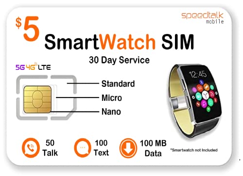$5 Prepaid Smart Watch SIM Card for Smartwatches and Child Tracker Device - Kids Micro-Nano Tracking SIM Compatible with 5G 4G LTE Modules - 30-Day Service