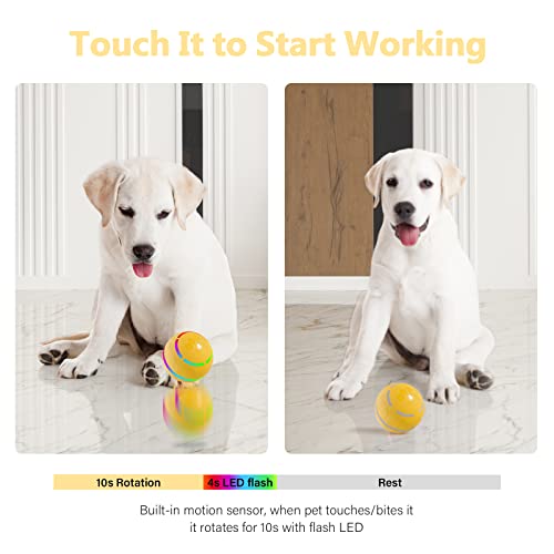 【2023 Newest】Interactive Dog Toy Ball with Remote Control and LED Flash Light, Rechargeable Wicked Ball Made of Durable Safe TPU, Motion Activated Rolling Ball Toys for Dogs/Cats with 2 Work Modes