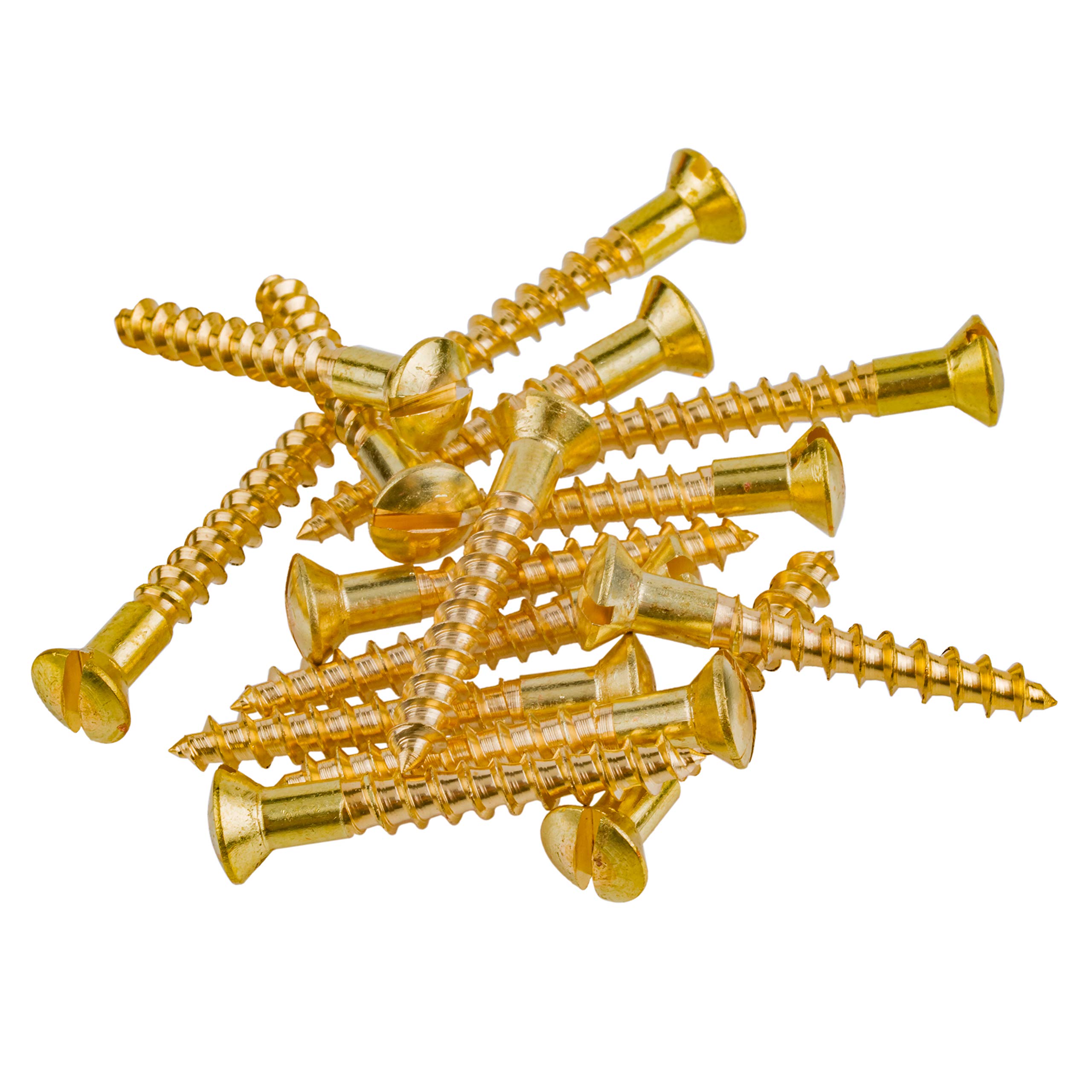 #5 x 5/8" Solid Brass Oval Countersunk Head Slot Drive Wood Screws | Pack of 25 | Self Tapping Screws for Wood Antique or Modern Furniture | OS1-B (25)