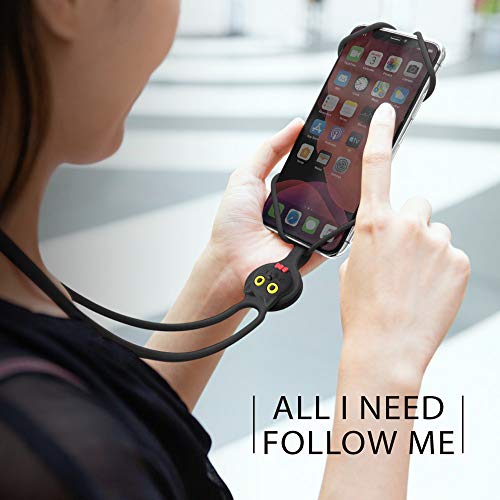 【Bone】 Lanyard Phone Tie 2 with Card Holder, Universal Phone Lanyard Neck Holder, Cell Phone Lanyard w/Card Holder for iPhone 12 11 Pro Max, Galaxy S Pixel, Fits 4 to 6.7"- Miao Cat