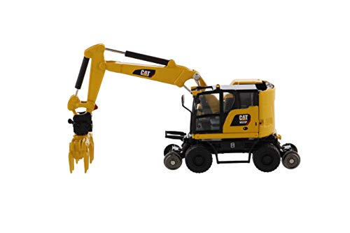 1:87 Caterpillar M323F Railroad Wheeled Excavator, Safety Yellow Color β HO Series by Diecast Masters β 85612 (Comes with 3 Interchangeable Work tools: Ballast Tamper, Rail Clamshell, and Bucket