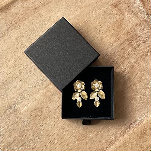 【Silveco】 Gold Plated Sterling 925 Silver Rose Flower Pearl Earring Studs, Hypoallergenic & Nickel Free Earrings for Women