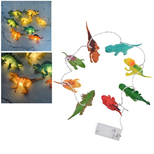 01 02 015 Dinosaur String Lights Battery, LED Dinosaur String Lights Decorations Warm White Light for Gardens for Homes for Kids