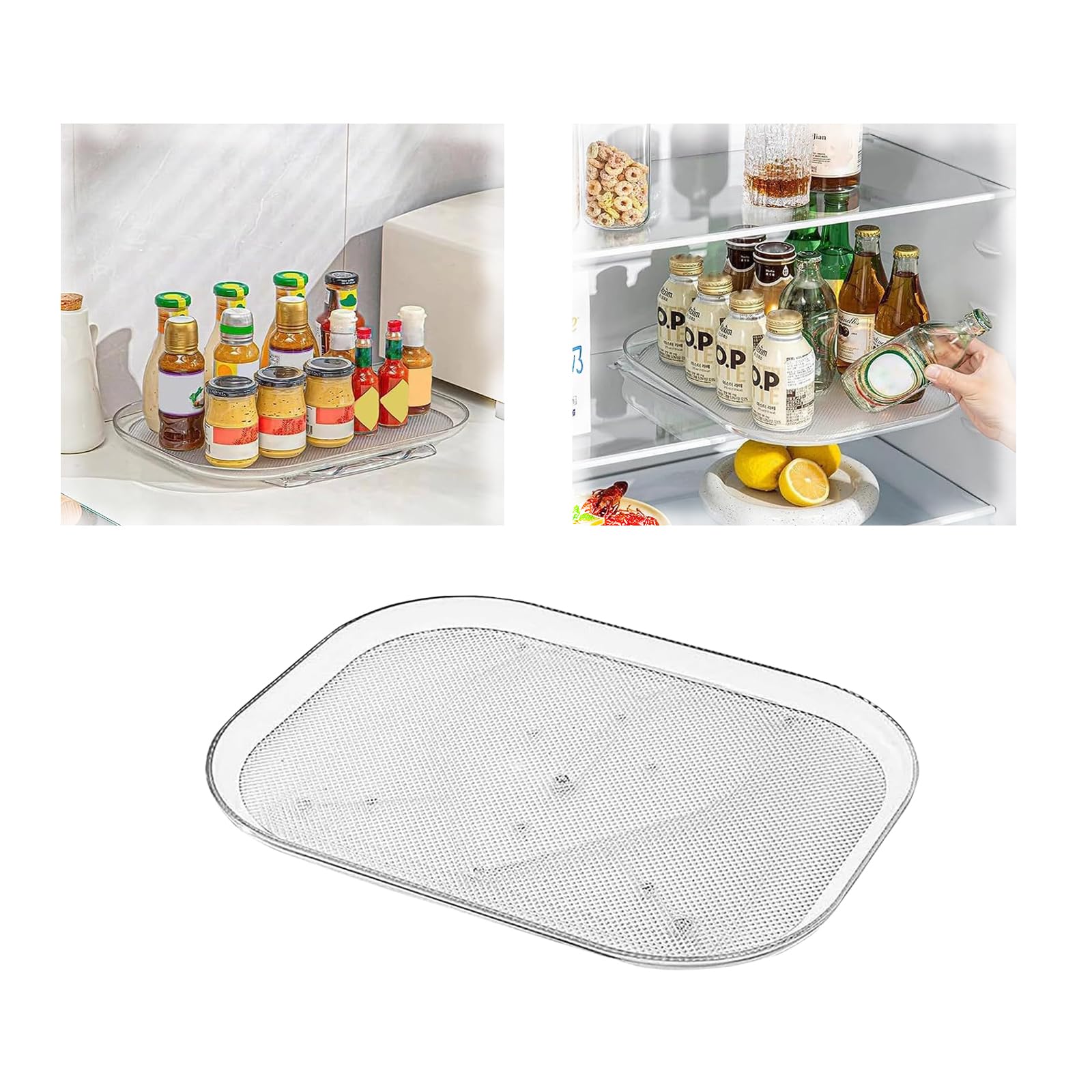 【 Square Lazy Susan Turntable Organizer】 for Refrigerator Square Lazy SusanSquare Storage Tray for Dining Tables, Kitchens, countertops, cabinets, Food Storage cabinets