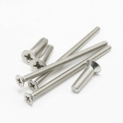 #6-32 x 1" Countersunk/Flat Head Machine Screws,Phillips Driver,Full Thread,Stainless Steel,Pack of 100