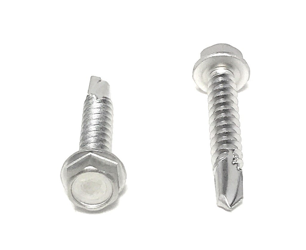 #12x1 1/4 Stainless Steel Hex Washer Head Self Drilling Tapping TEK Screw (410 Stainless Steel) 50 Pieces 12x1-1/4