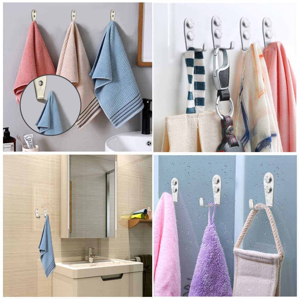 szhdxsyyxgs Wall Hooks ,10 Pcs,Coat Hooks, Stainless Steel Hook, Garage, Luggage Key Hook, Bathroom Kitchen Dining Room,Heavy Duty, Indoor and Outdoor Hooks (Silver)