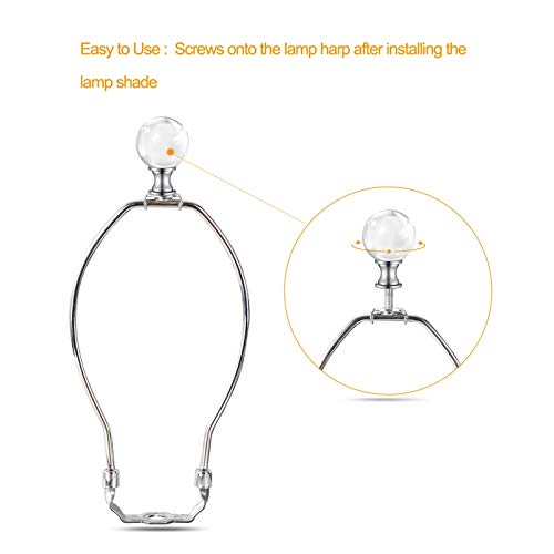 【2 Pack】PEESIN Lamp Finials, 1/4-27 Inch Threaded Base Glass Ball Lamp Finials Decorative, Finials for Lamps with Chrome Base, Lamp Shade Finials Decorative for Table or Floor Lamps