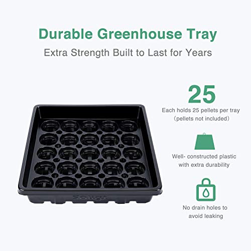 [Thick Plastic] 4 Set Strong Seed Starter Tray with 4" Humidity Dome and Pellet Holder for 100 Jiffy 30mm, 36mm & 42mm Peat Pellets, Seed Starting, Germinating Propagating, Pellet Not Included