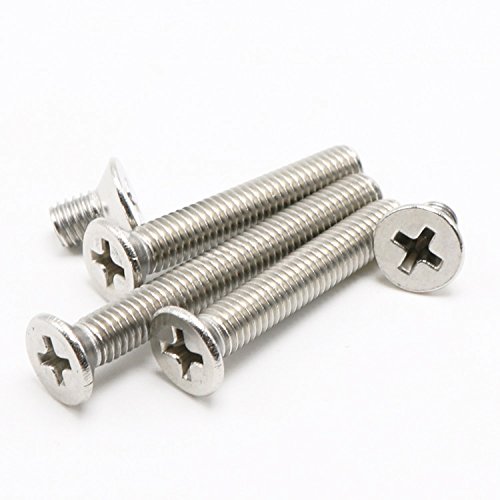 #2-56 Phillips Flat/Countersunk Head Machine Screws,A2 Stainless Steel,Thread Length 1/8" to 1",Pack 100-piece (#2-56 x 3/16")