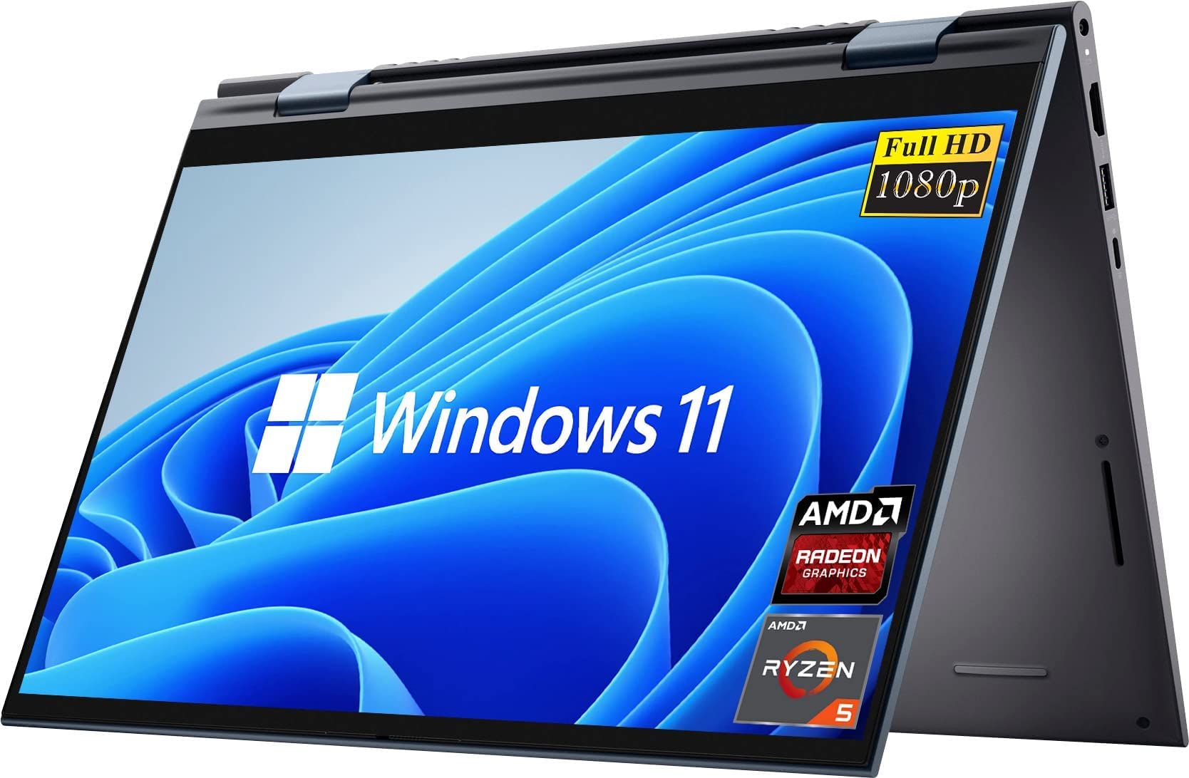 [Windows 11 Home] 2022 Newest Dell Inspiron 7415 2-in-1 Touchscreen Laptop, 14" Full HD, AMD Ryzen 5 5500U (6-core), 16GB RAM, 512GB PCIe SSD, HDMI, WiFi-6, Webcam, FP Reader, Backlit KB, Blue