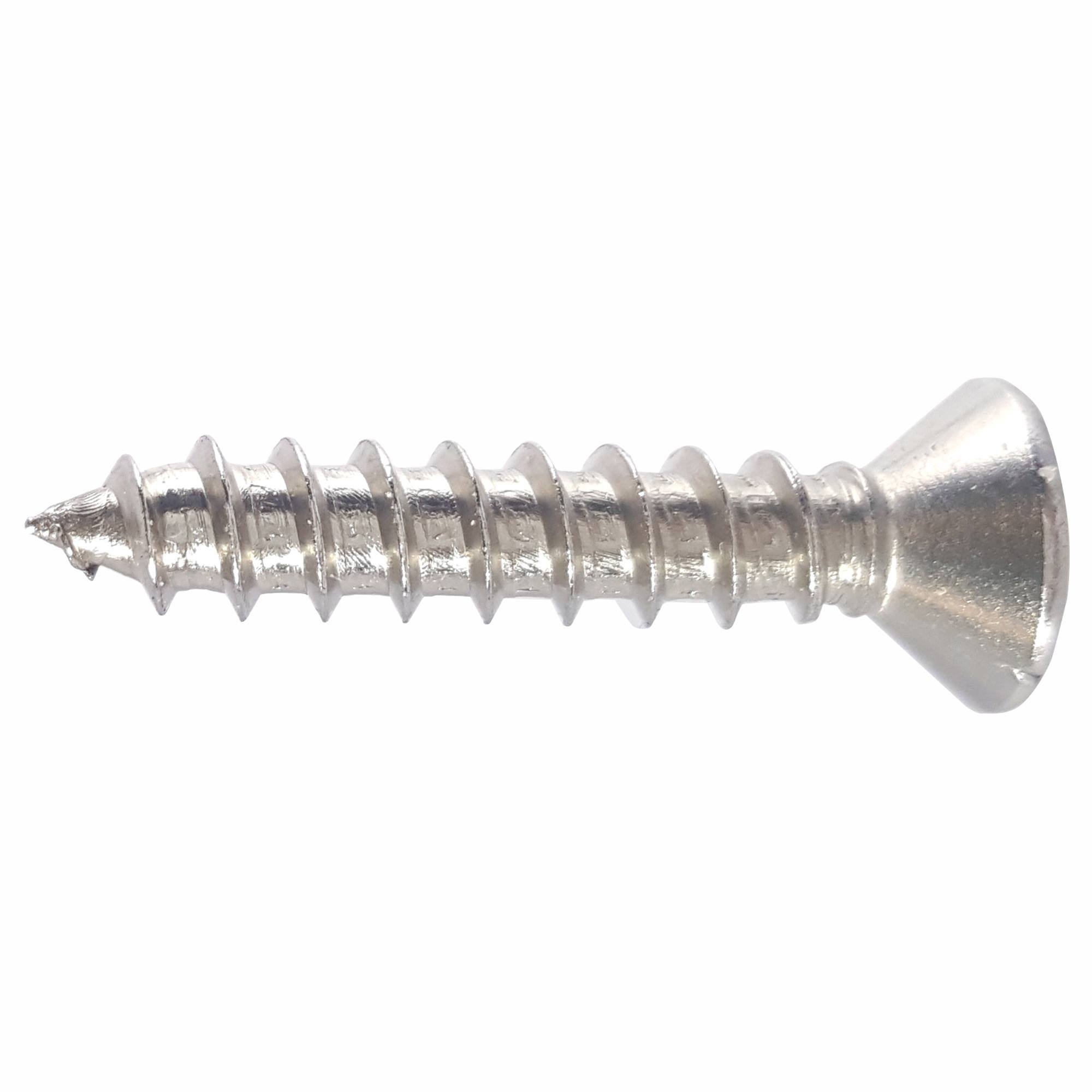 #8 x 3/4" Oval Head Sheet Metal Screws, Square Drive, Stainless Steel 18-8, Full Thread, Bright Finish, Self-Tapping, Type A, Quantity 100 by Fastenere