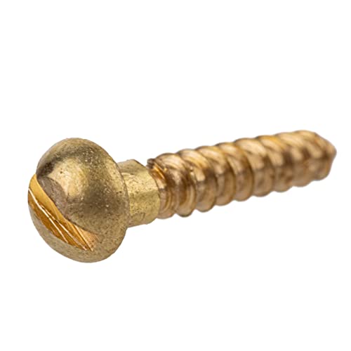 #3 x 1/2" Brass Round Head Slot Drive Wood Screws | 25 Pack | Self Tapping Screws for Wood Antique or Modern Furniture That Does Not Require A Countersunk Screws | SC-B312R (25)