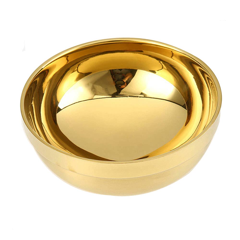ćXMJRLć304 food grade Insulated bowl Stainless steel bowl Thickened double layer Golden anti scald restaurant home children / adults (146.8cm)