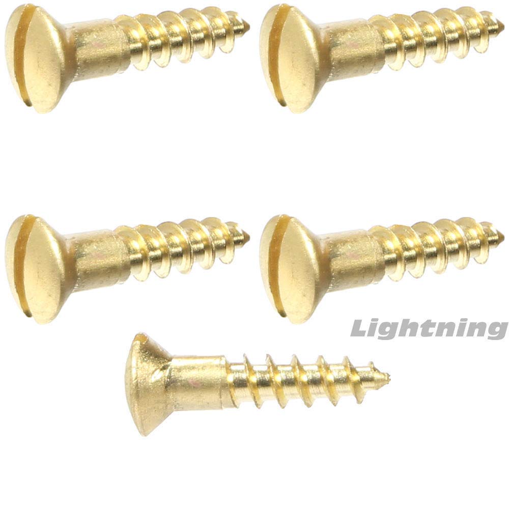 #6 x 3/4 Solid Brass Wood Screws Oval Head Slotted Drive Quantity 100