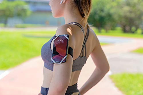 【Bone】 Run Tie Running Armband Phone Holder for Apple iPhone 14 13 12 11 Pro Max Mini XS XR X 8 7 Samsung Galaxy S10 S9 S8 Smartphone, Phone Size 4-6.7" (Black/Arm Size 9.8-15.7")