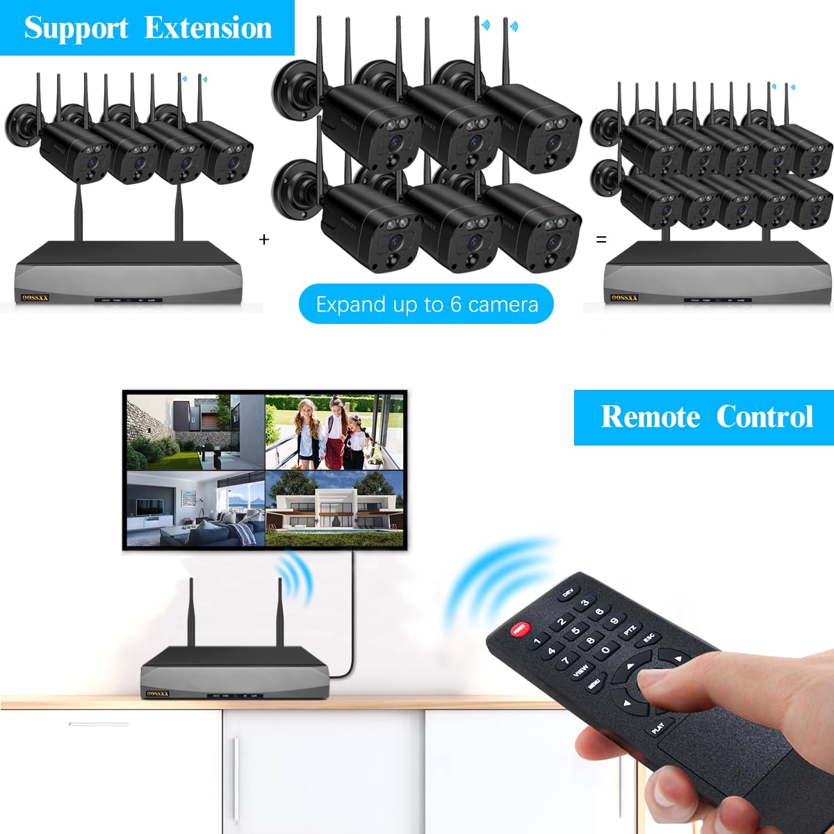 {5.0MP & 130° Ultra Wide-Angle} PIR Detection 2-Way Audio Dual Antennas Security Wireless Camera System Outdoor Wireless Security Camera, Home WiFi Surveillance Bullet Exterior Cameras