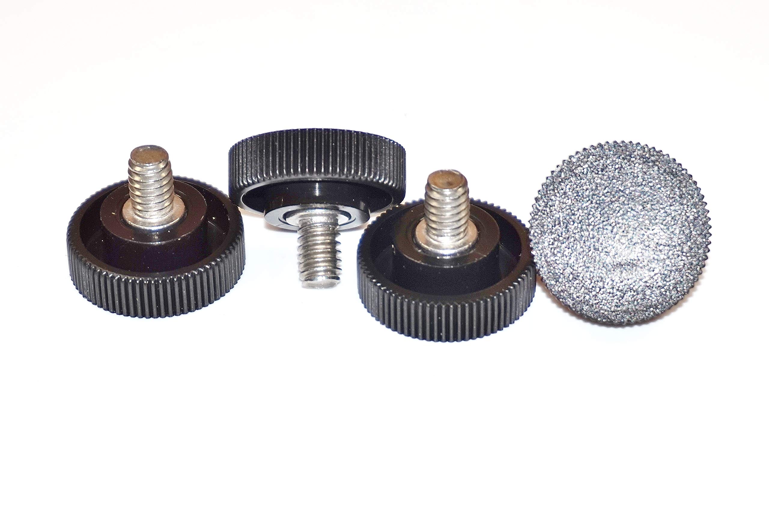 1/4"-20 x 3/8” Thumb Screw Stainless Steel Thread Standard Coarse Black Thumb Screws 1”Round Plastic Knob Thumbscrew Pack of (4)