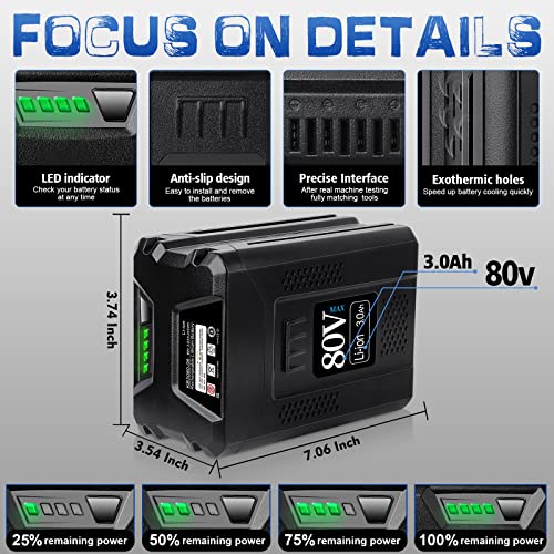 【Upgrade for Koablt 80V】 3.0Ah Replacement Battery for Kobalt 80V MAX Lithium-Ion Battery KB2580-06 KB680-06 KB280-06 2910303-RC for Cordless Power Tool High Capacity(NOT for GREENWORKS/POWERWORKS)