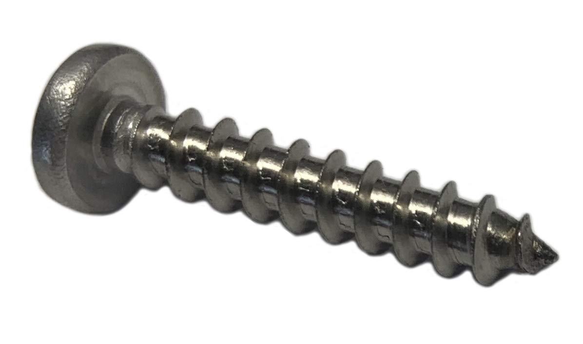 #8 x 1 Stainless Steel Pan Head Sheet Metal Screws, Full Thread, Phillips Drive, Bright Finish, Self-Tapping, Quantity 100 Pieces by Marine Bolt Supply