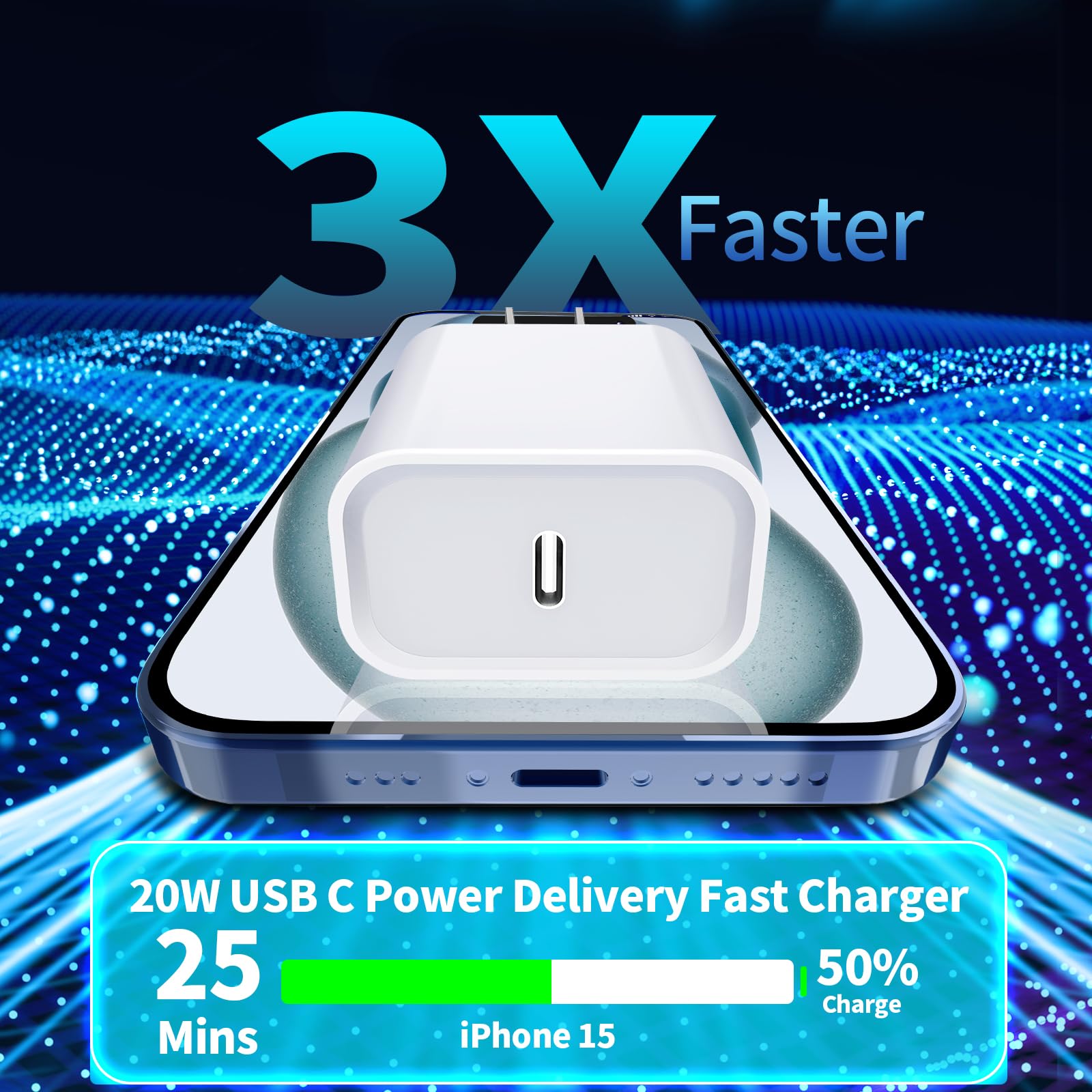 【MFi Certified】iPhone 15 Charger Fast Charging, Assrid 3Pack 20W USB-C Power Type-C Wall Charger Block+6FT USB-C to USB-C Charge Cable for iPhone 15/15 Plus/15 Pro/15 Pro Max/iPad Pro/Air/Mini/AirPods