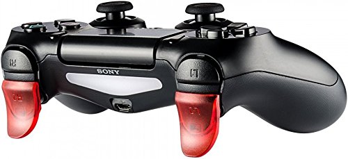 1 Pairs L2 R2 Trigger Extenders Buttons for PlayStation 4 PS4 PS4 Slim Pro JDM-030 Controller (Transparent Red)