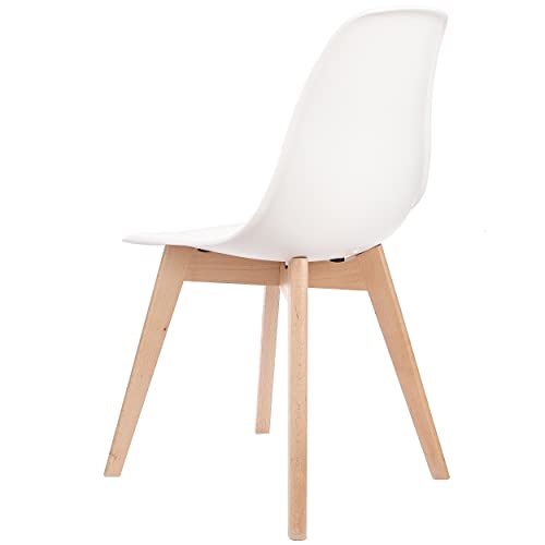 +gardenlife | Magnolia Nordic Chair Design Dining Wood Plastic Side Armless Chairs | Set of 2 | White