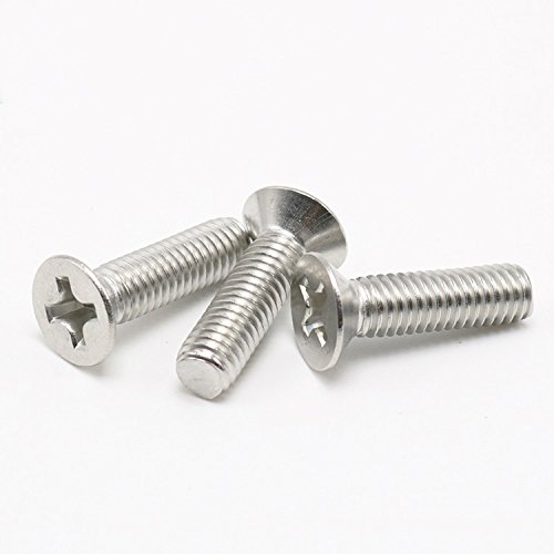 #6-32 x 1" Countersunk/Flat Head Machine Screws,Phillips Driver,Full Thread,Stainless Steel,Pack of 100